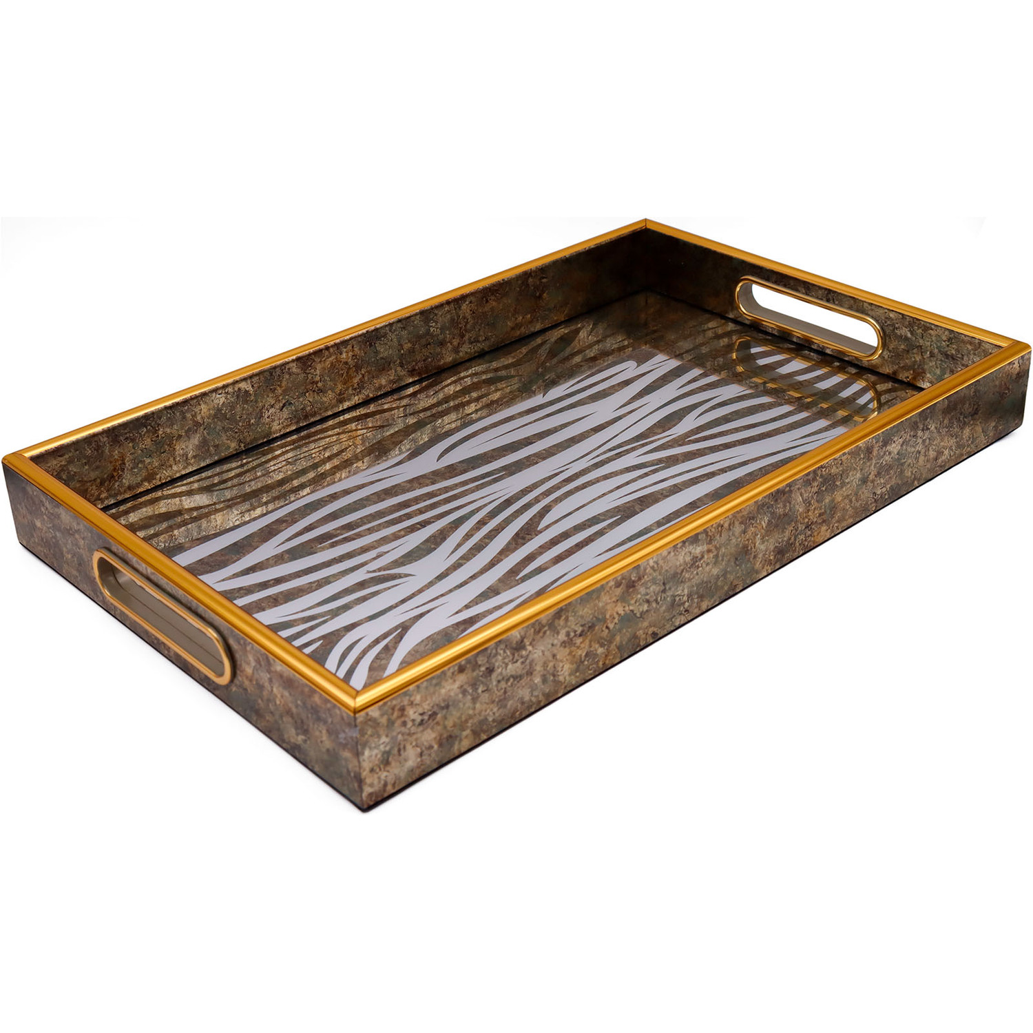 Rectangular Zebra Print Decorative Tray