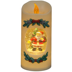 SnowTime Water Candle with Santa and Warm White LEDs