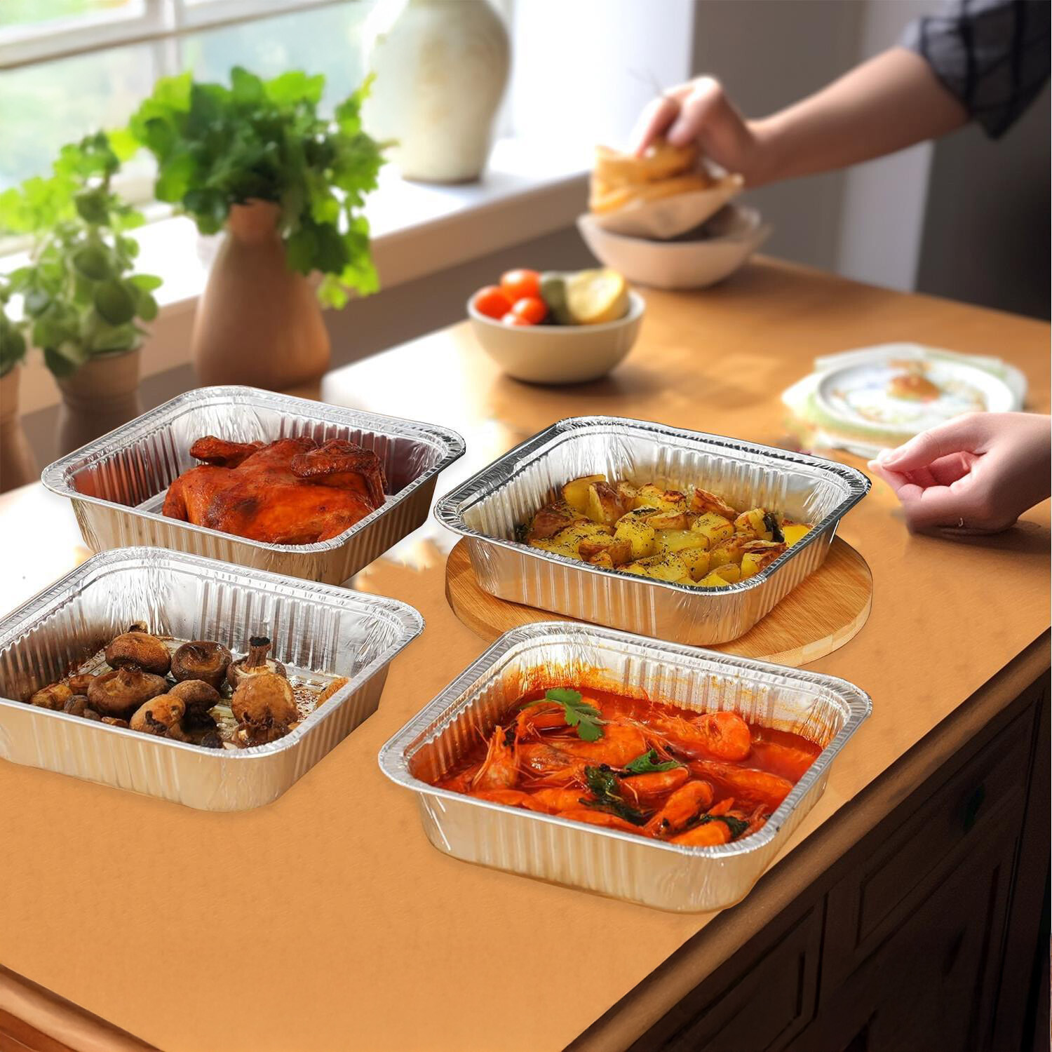 No.9 Aluminium Foil Trays Large Foil Food Container with lids