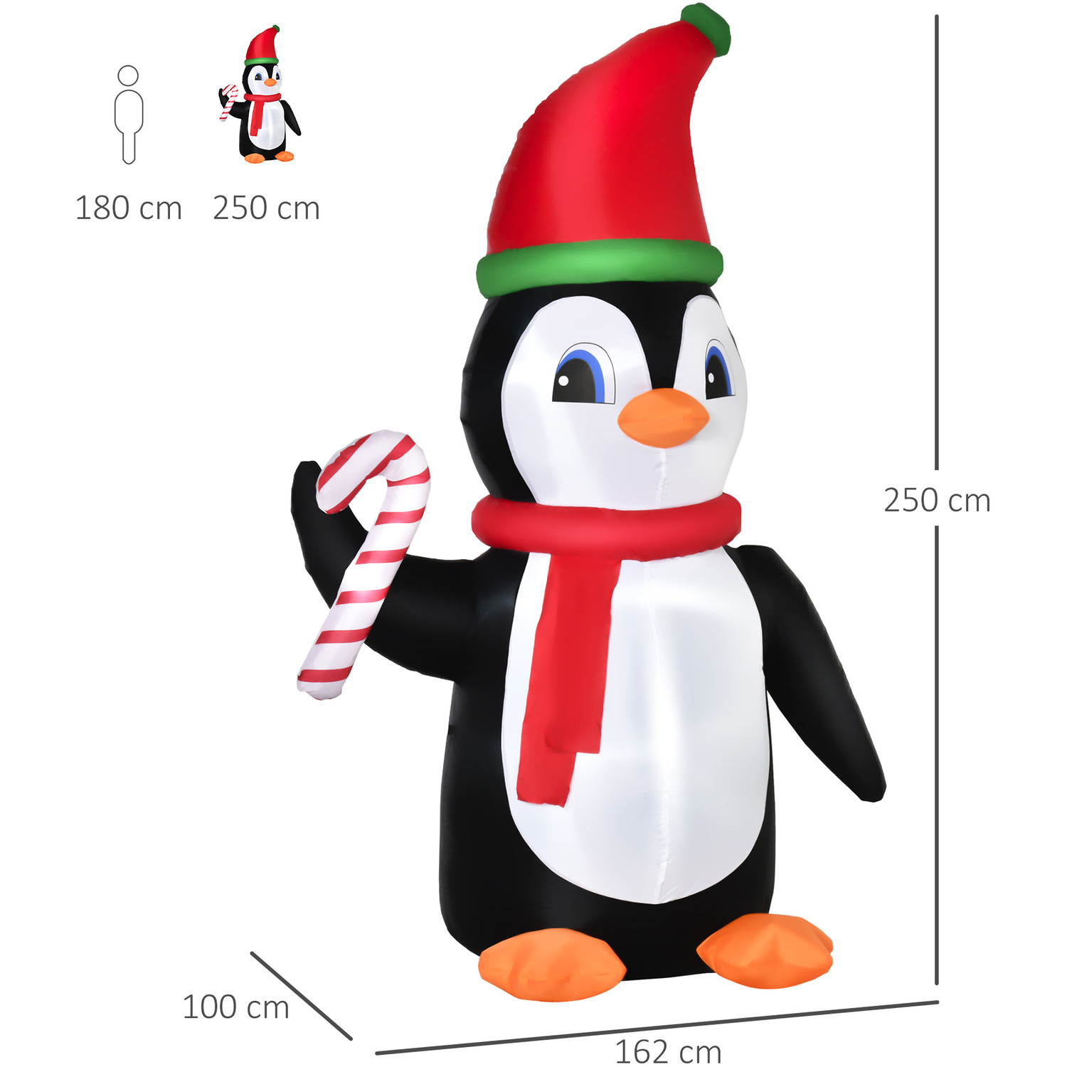 8ft Inflatable Christmas Penguin Blow Up Decoration with LED Lights