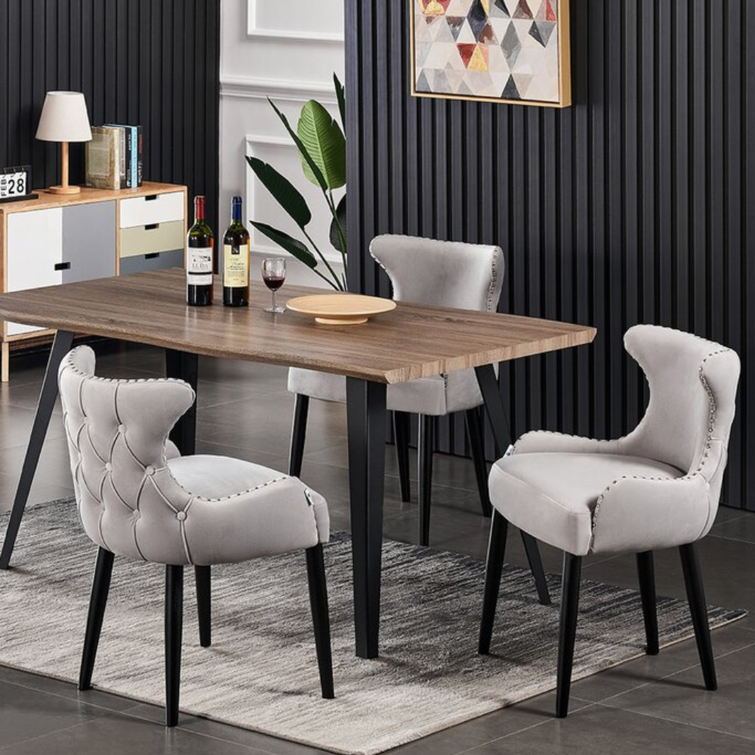 Oxford Rocco LUX Dining Set Includes a Table and Chairs Set of 4