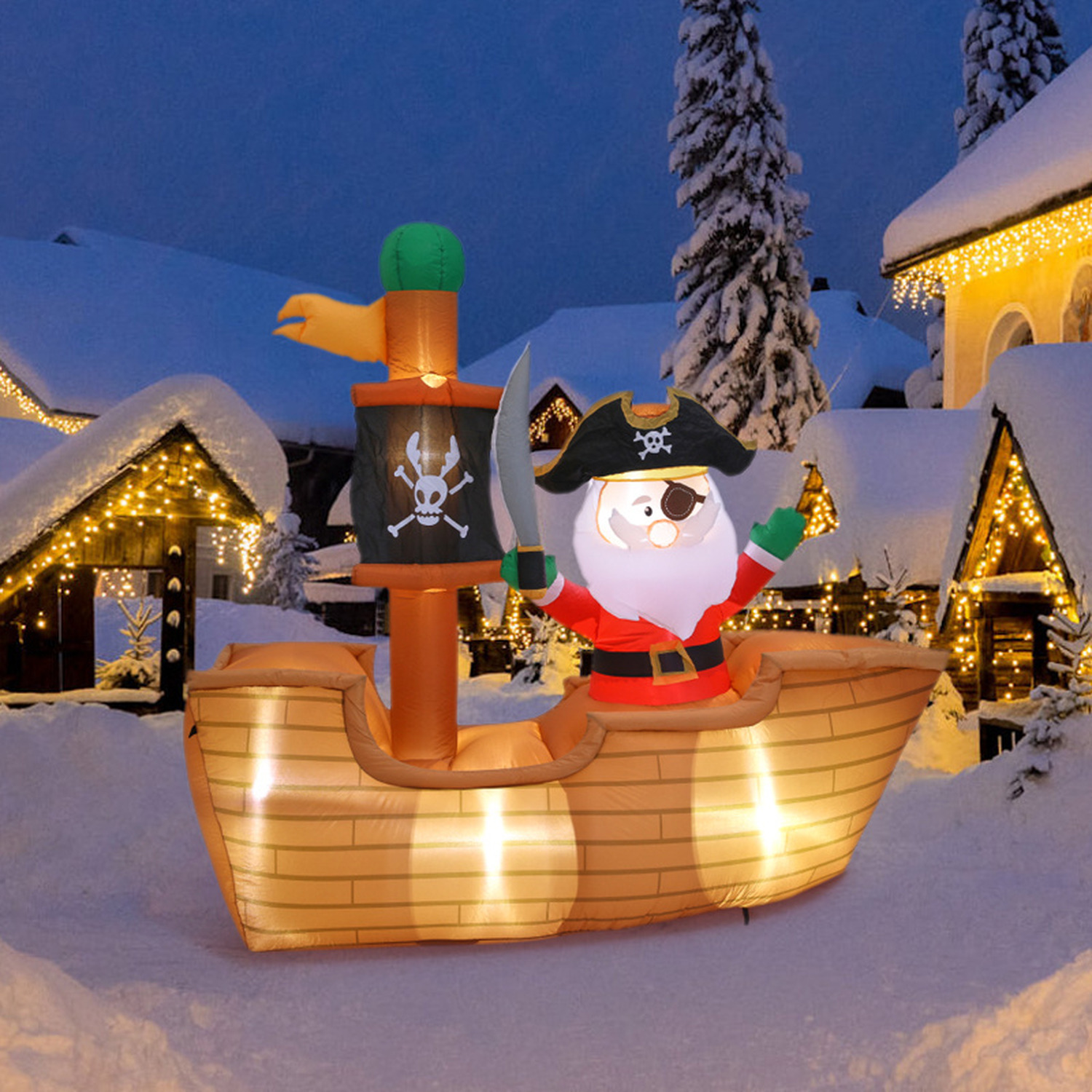 5FT Christmas Cute Santa Pirate LED Inflatable