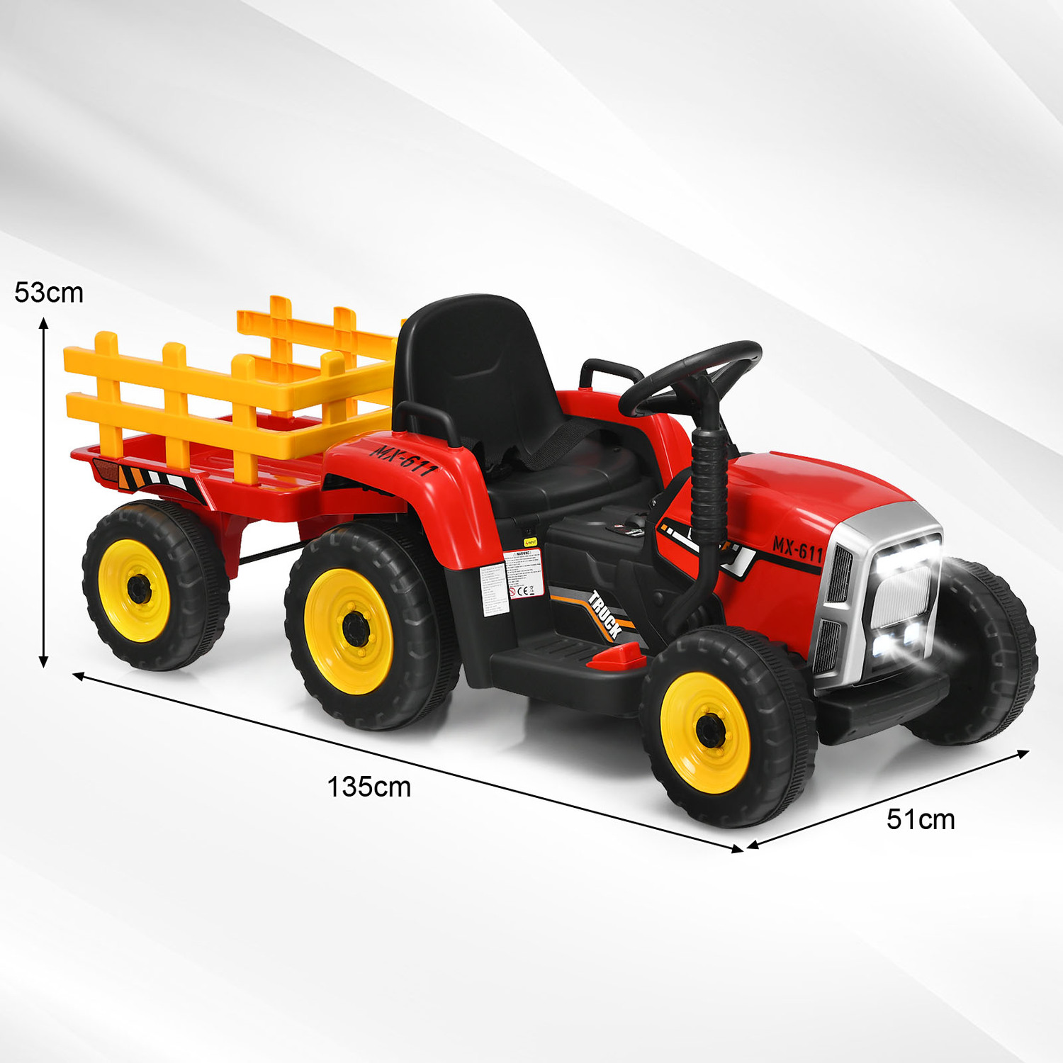 12V Kids Ride On Tractor with LED Lights