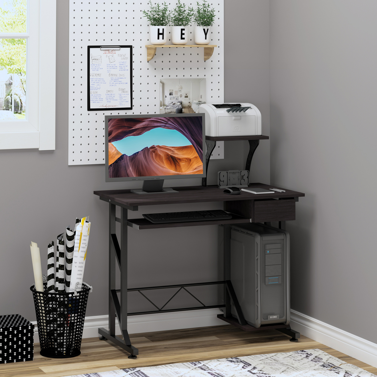 Computer Desk with Sliding Keyboard Tray
