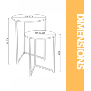 Set Of 2 Round Nesting Tables With Triangular Base