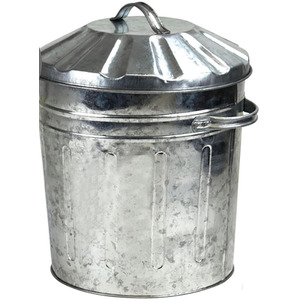 1 x 15L Mini Portable Galvanized Steel Waste Dustbin With Lid and Handles