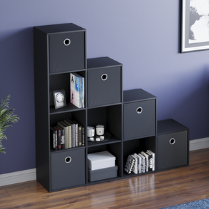 Durham 10 Cube Staircase Storage Unit - Set of 5 Black Baskets