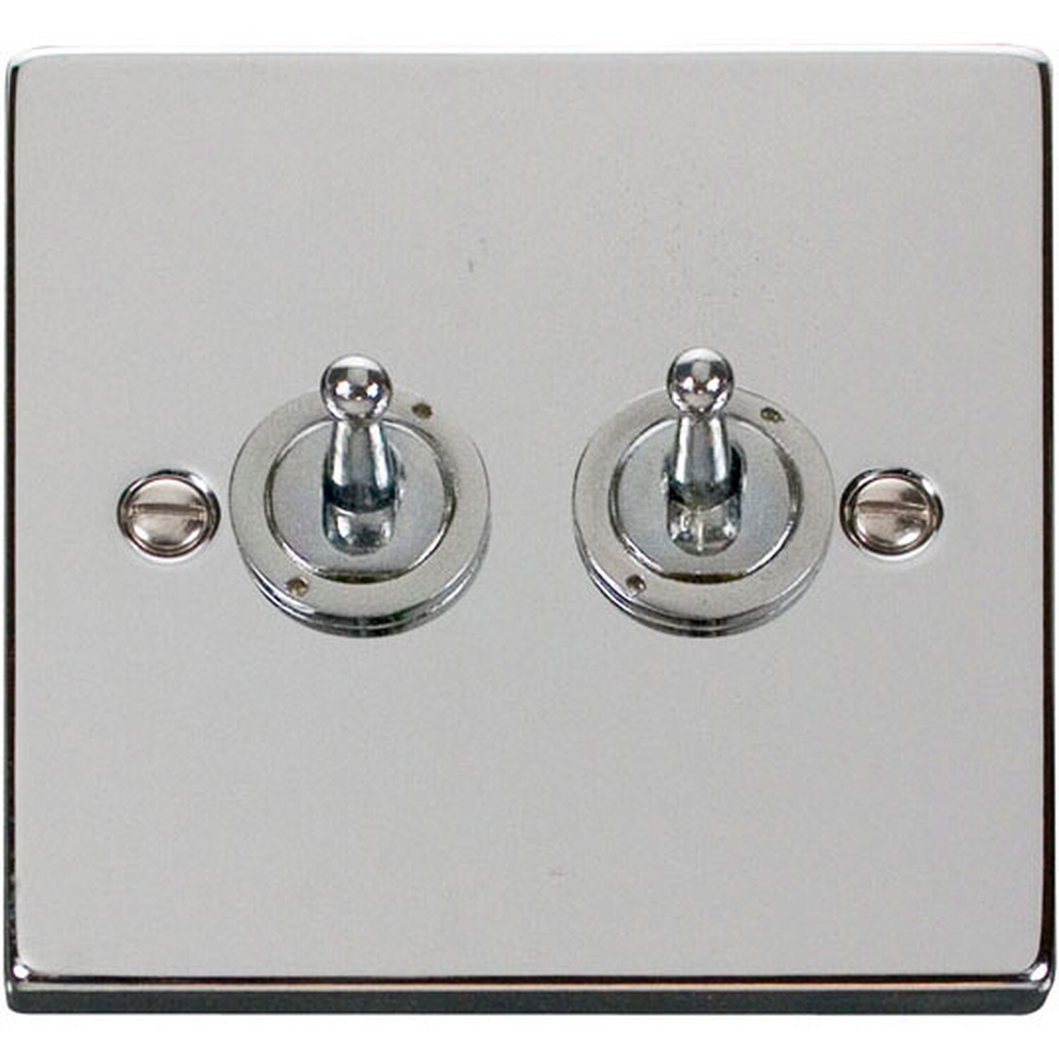 Polished Chrome 2 Gang 2 Way 10AX Toggle Light Switch
