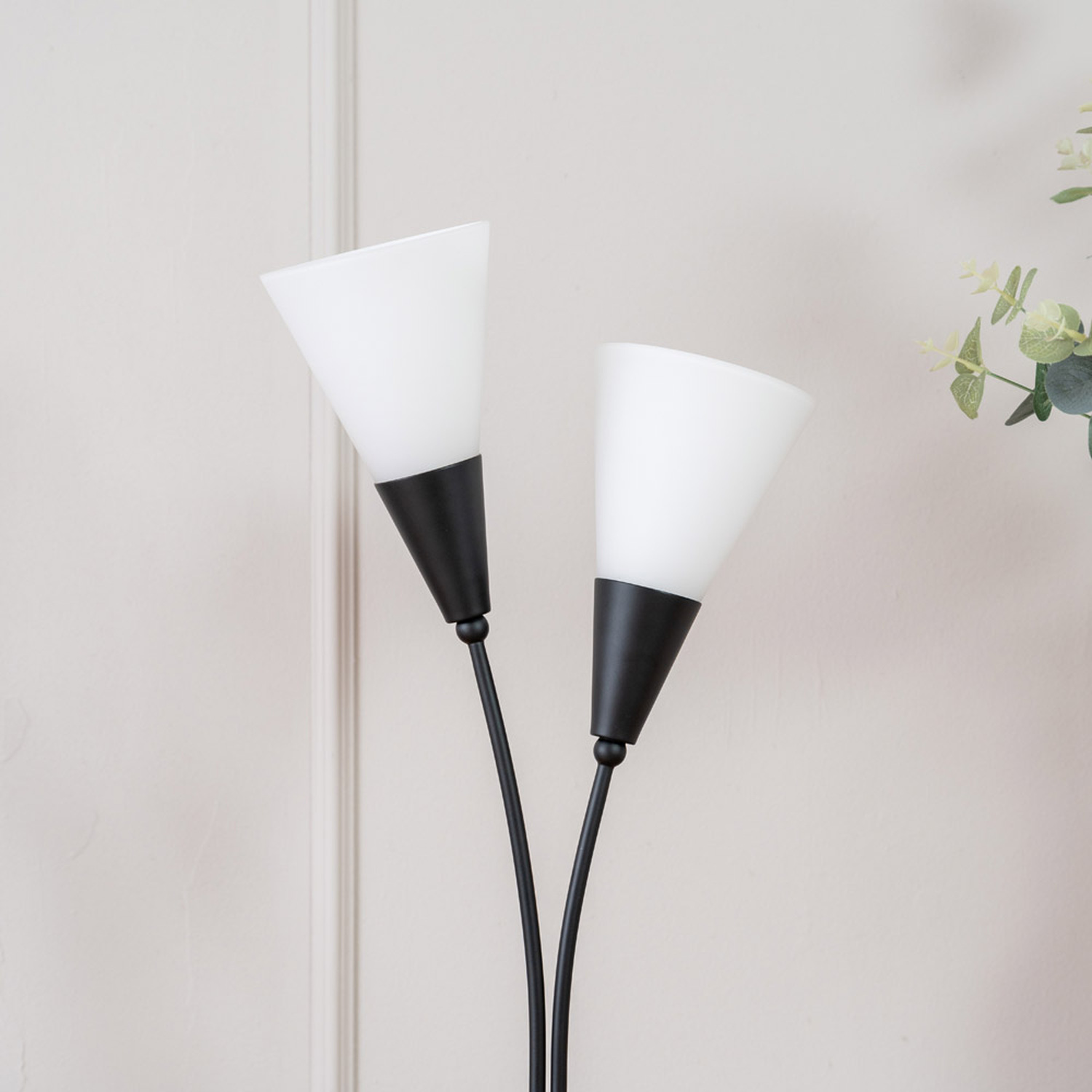 Kristina Frosted White Shade 2 Way Metal Uplighter Table Lamp with LED ...