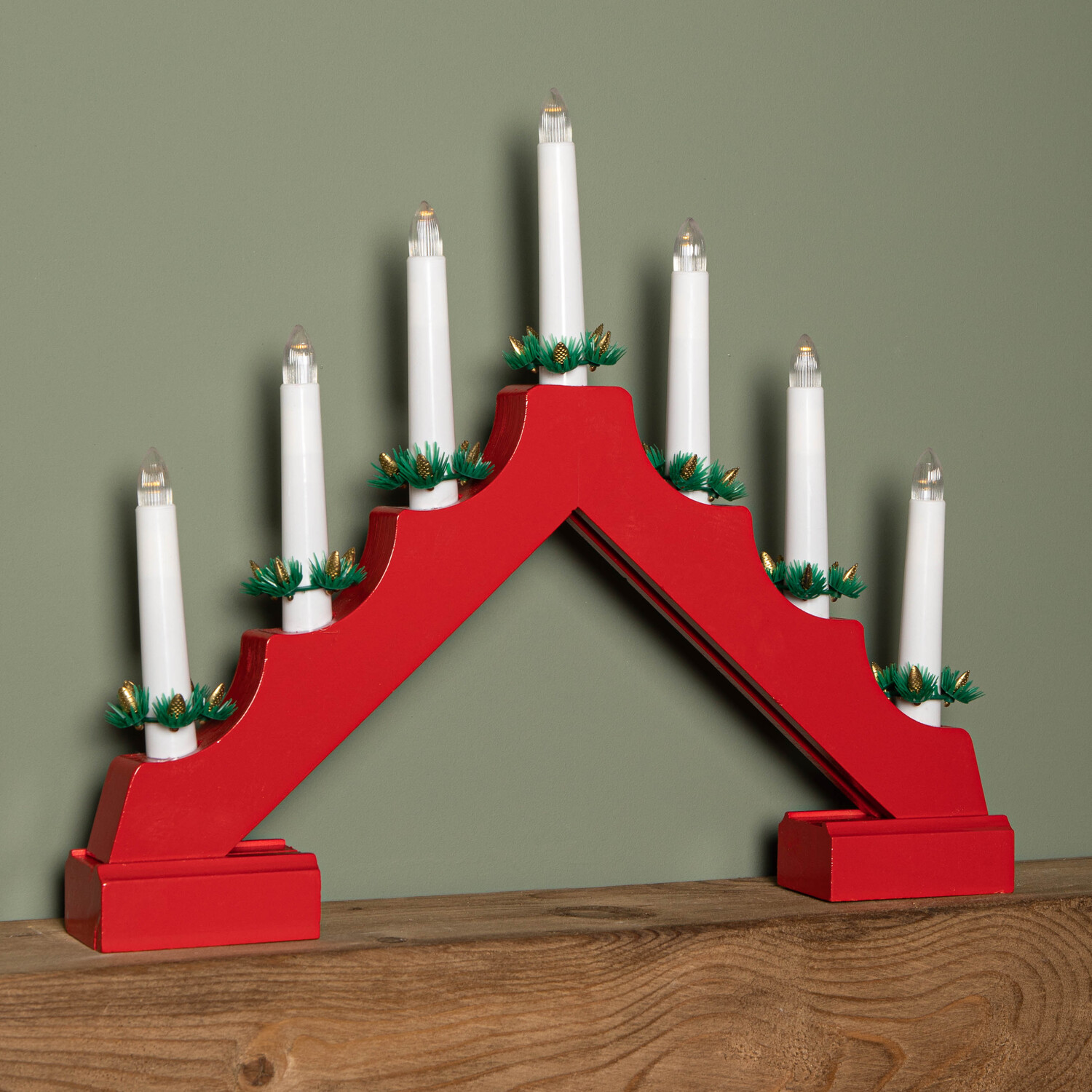 Battery Operated Light up Christmas Candle Bridge with 7 LEDs