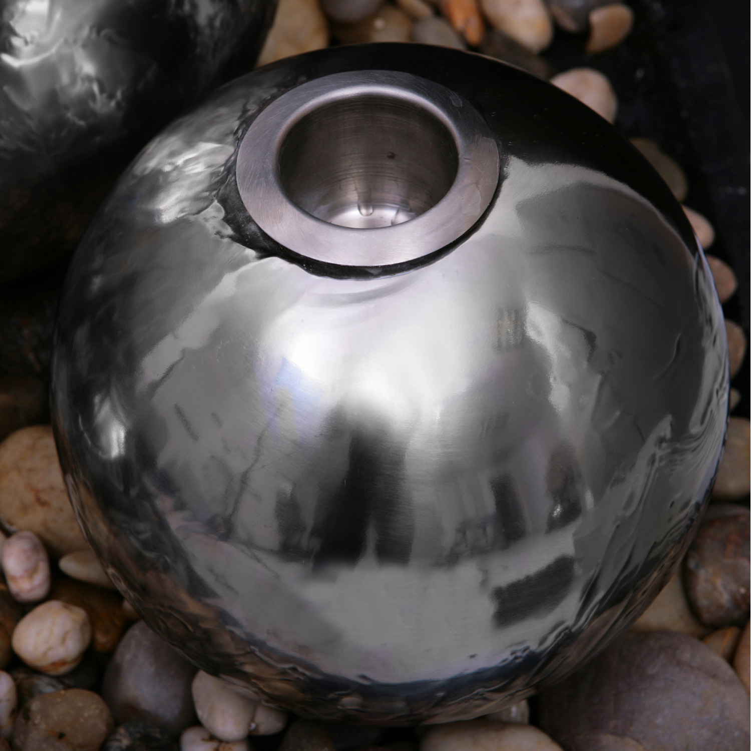 Primrose Magma Triple Sphere Stainless Steel Fire Water Feature Reservoir