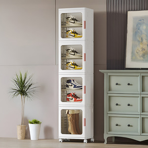 Multifunctional Storage Cabinet with Adjustable Shelves and Wheels
