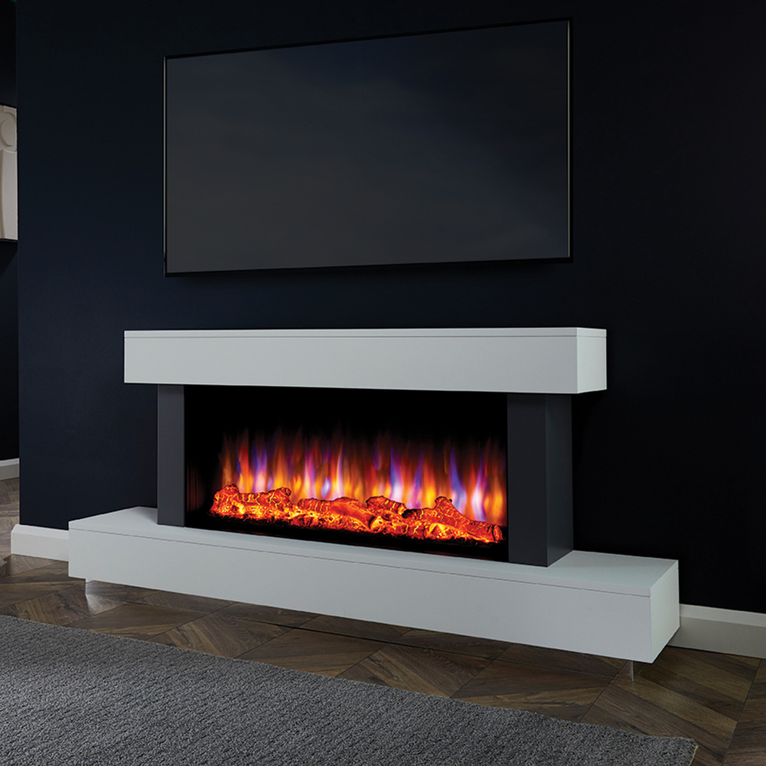Madison Textured WhiteGrey Electric Suite