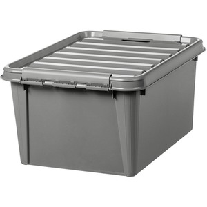 3 Pack SmartStore Plastic All Purpose Storage Grey Boxes, 14L, 32L and 47L