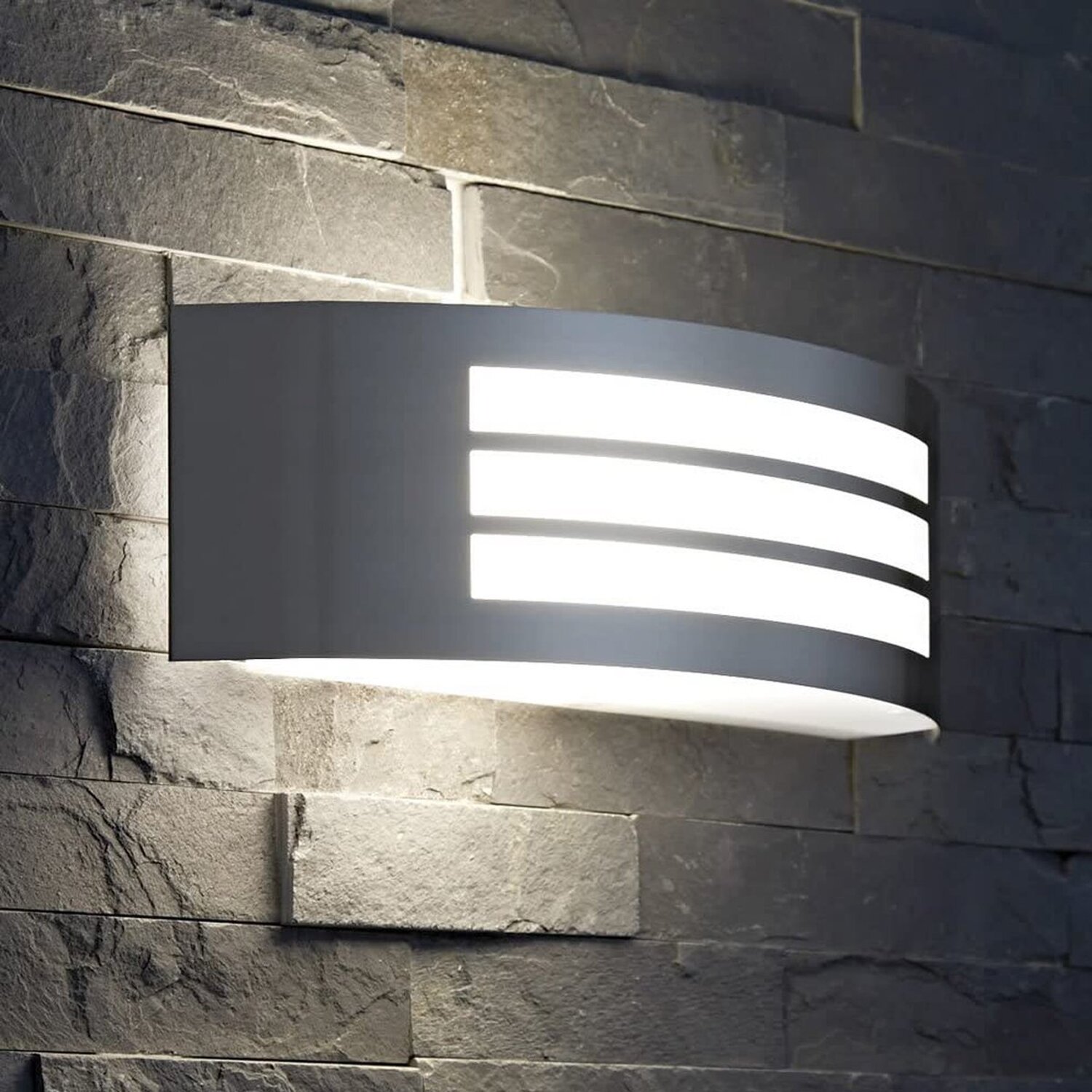 Striker Stainless Steel Curved Arc Outdoor Wall Light