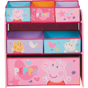 Peppa pig Wooden Toy Organiser with 6 Storage Bins
