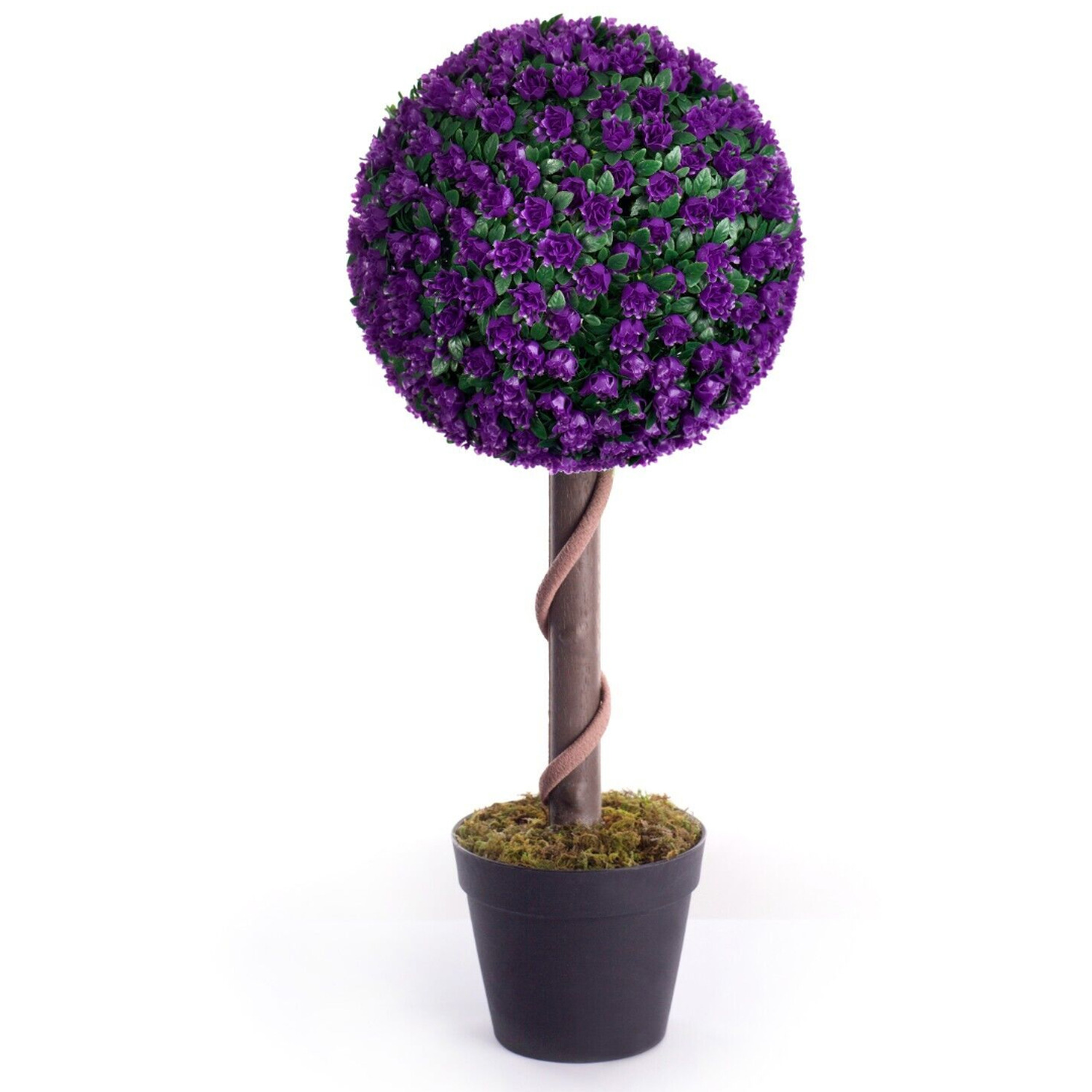 Best Artificial 2ft - 60cm Purple Rose Ball Topiary Tree