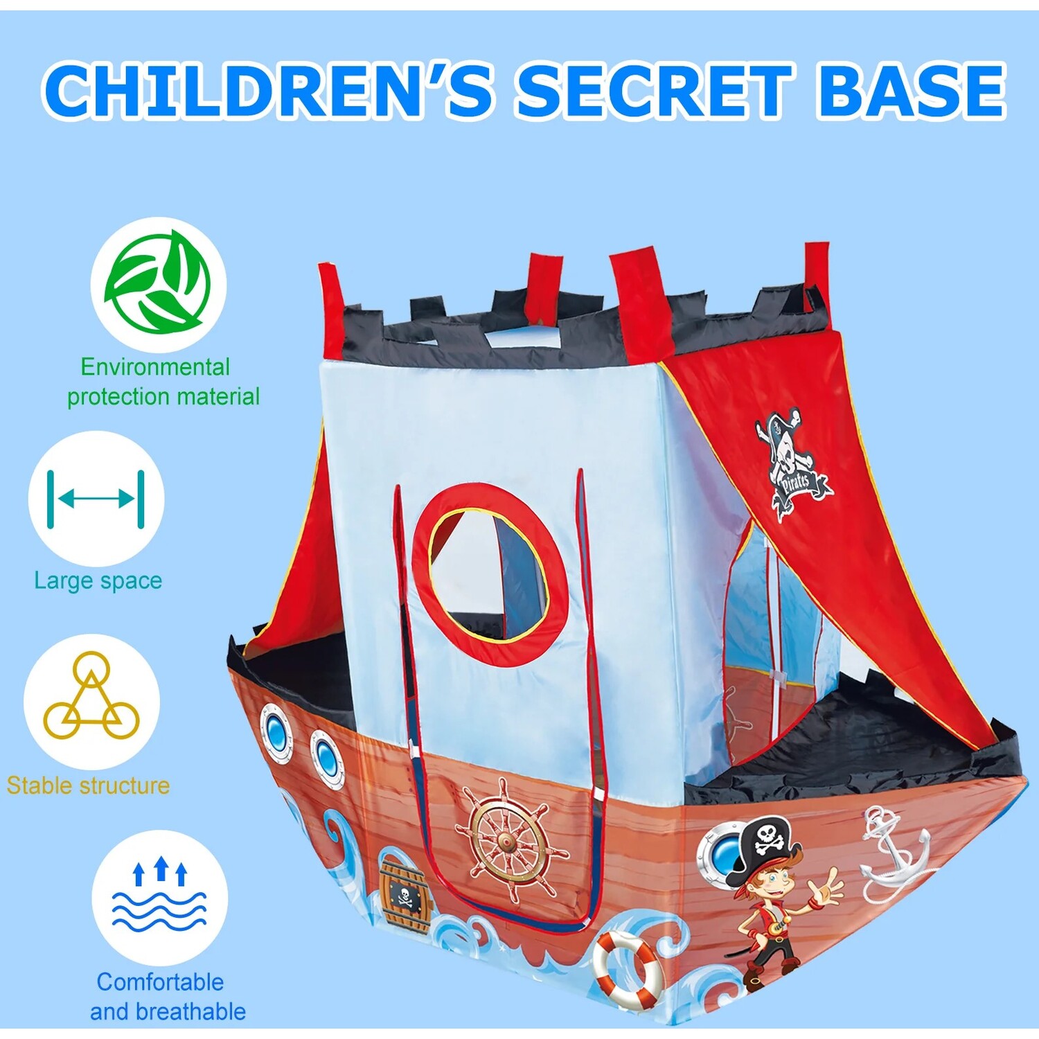 Pirate Ship Play Indoor and Outdoor kids Pop Up Tent