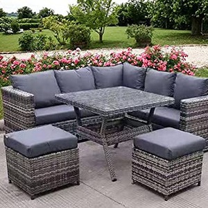 Rattan Wicker Garden Outdoor Corner Table and Chairs Furniture Patio Set