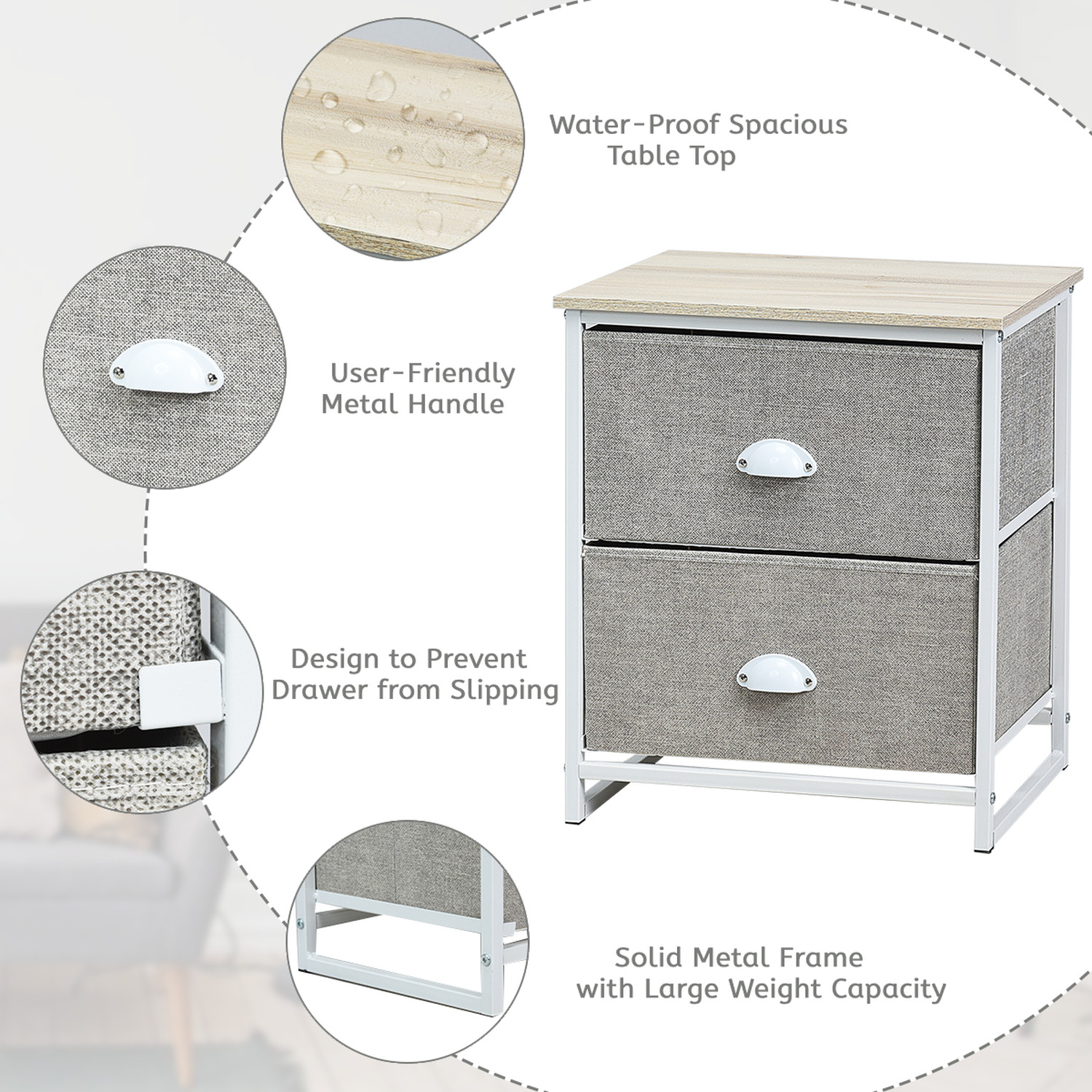2-Drawer Storage Organizer Unit