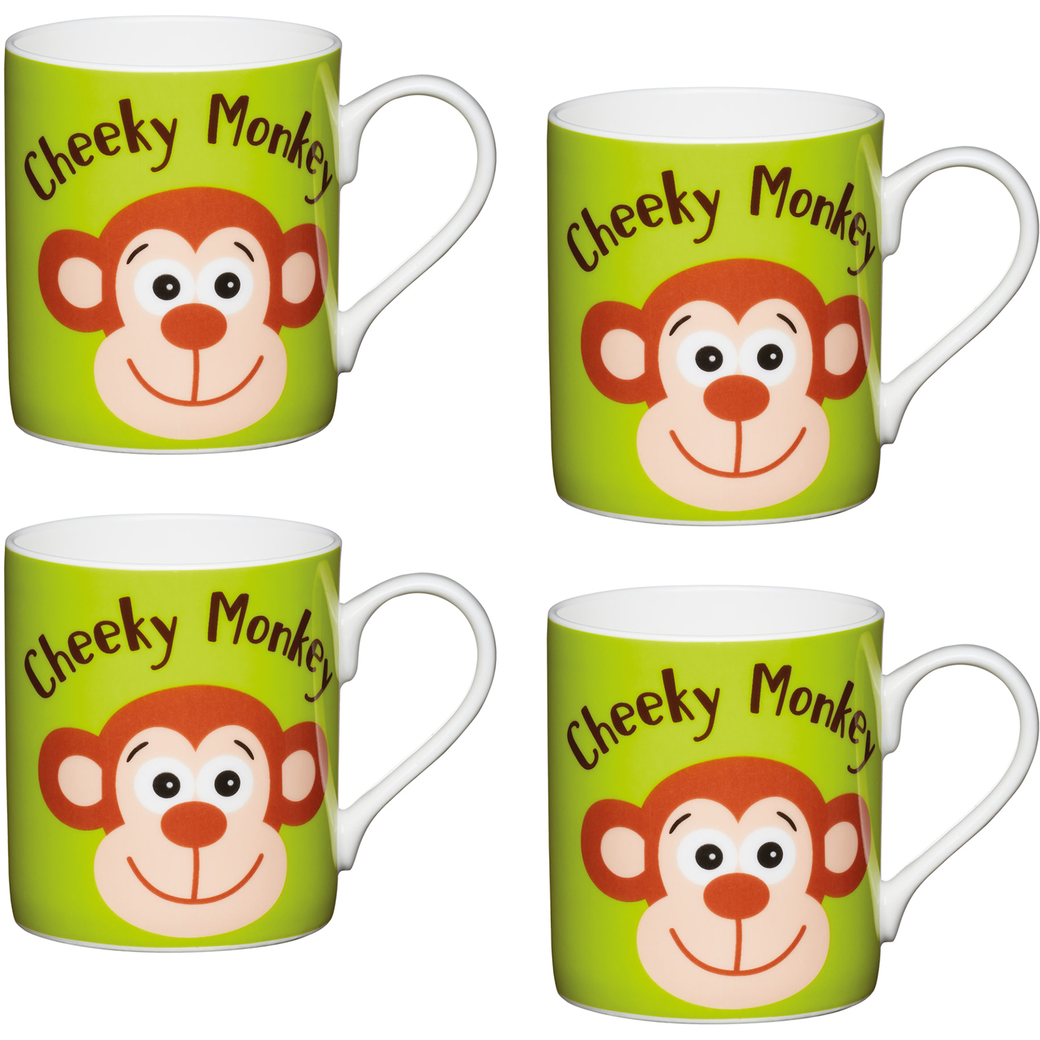 Set of 4 KitchenCraft Set of China Cheeky Monkey Mini Mugs
