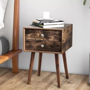 Rustic Wooden Bedside Table with Drawers