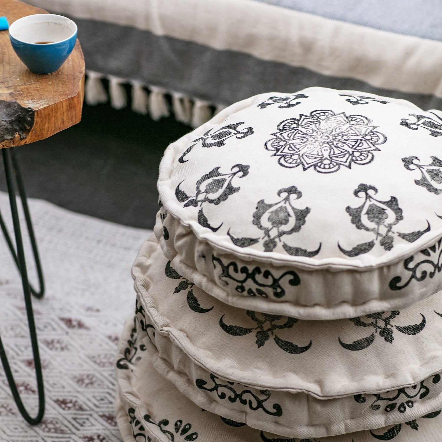 Cicero Round Stone Printed Seating Pads, Cushion