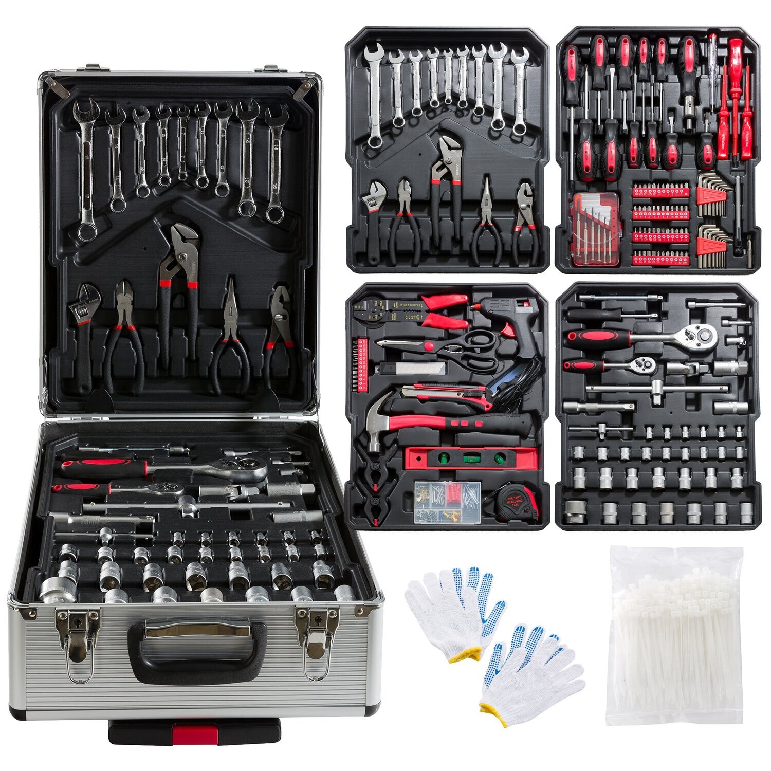 Tool Case Tool Set 1200 Parts Case with Wheels Carrying Case