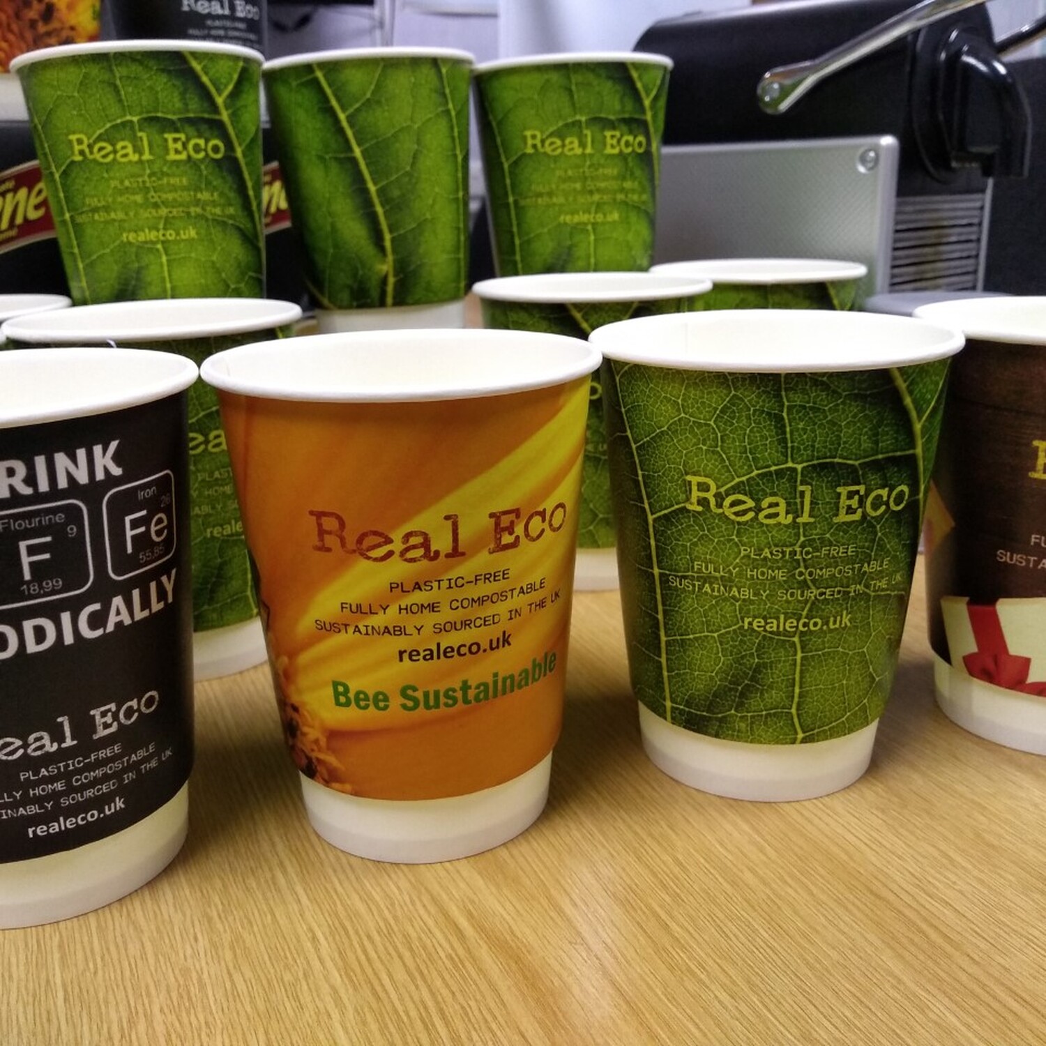 100 x REAL ECO 12oz Double Wall Fully Biodegradible Disposable Paper Cups