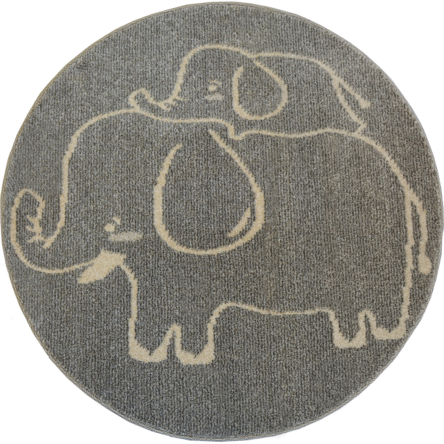 Kids Circle Wool Look Elephant Bedroom Nursey Rug - Perth