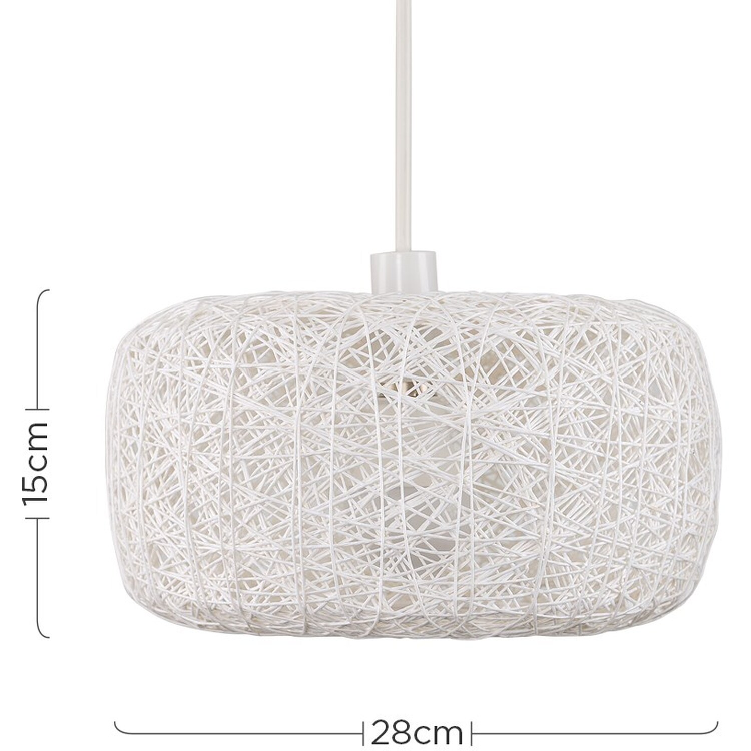 Modern Off White Lattice Wicker Rattan Doughnut Ceiling Pendant Light Shade