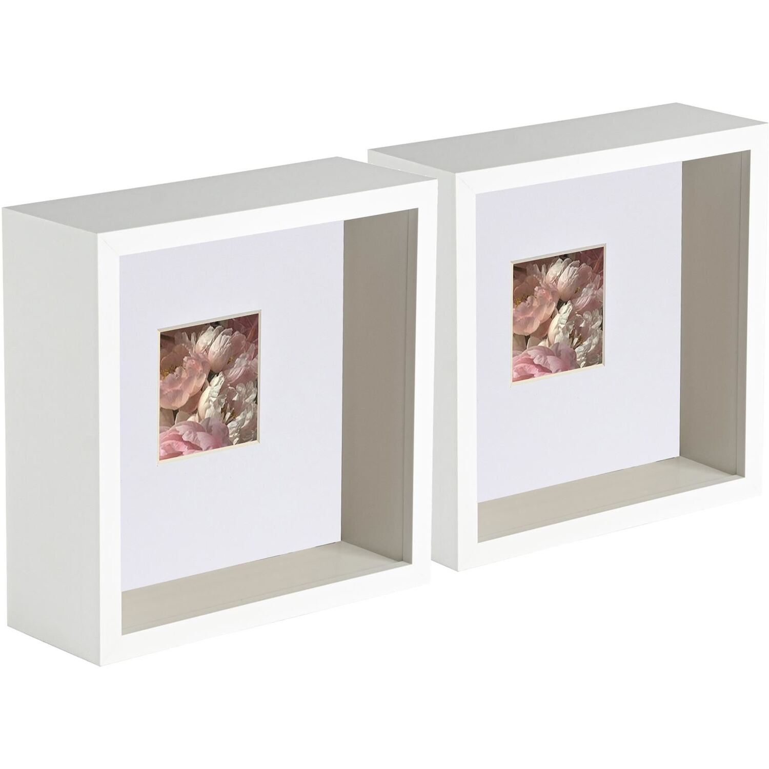 Nicola Spring 3D Deep Box Photo Frames - 6 x 6" with 2 x 2" Mount ...
