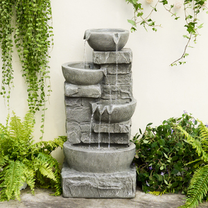 Outdoor Water Feature Bowls Stacked Stones LED Fountain