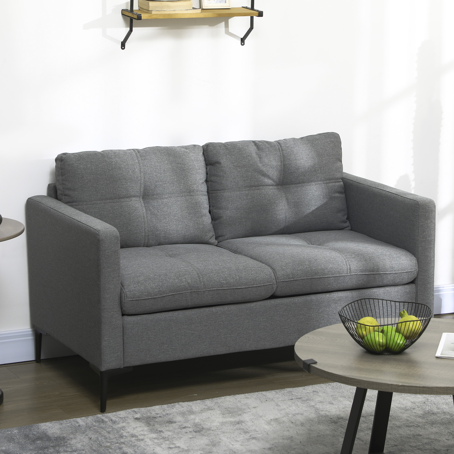 HOMCOM 2 Seater Sofa for Living Room Loveseat Sofa Modern Fabric Couch