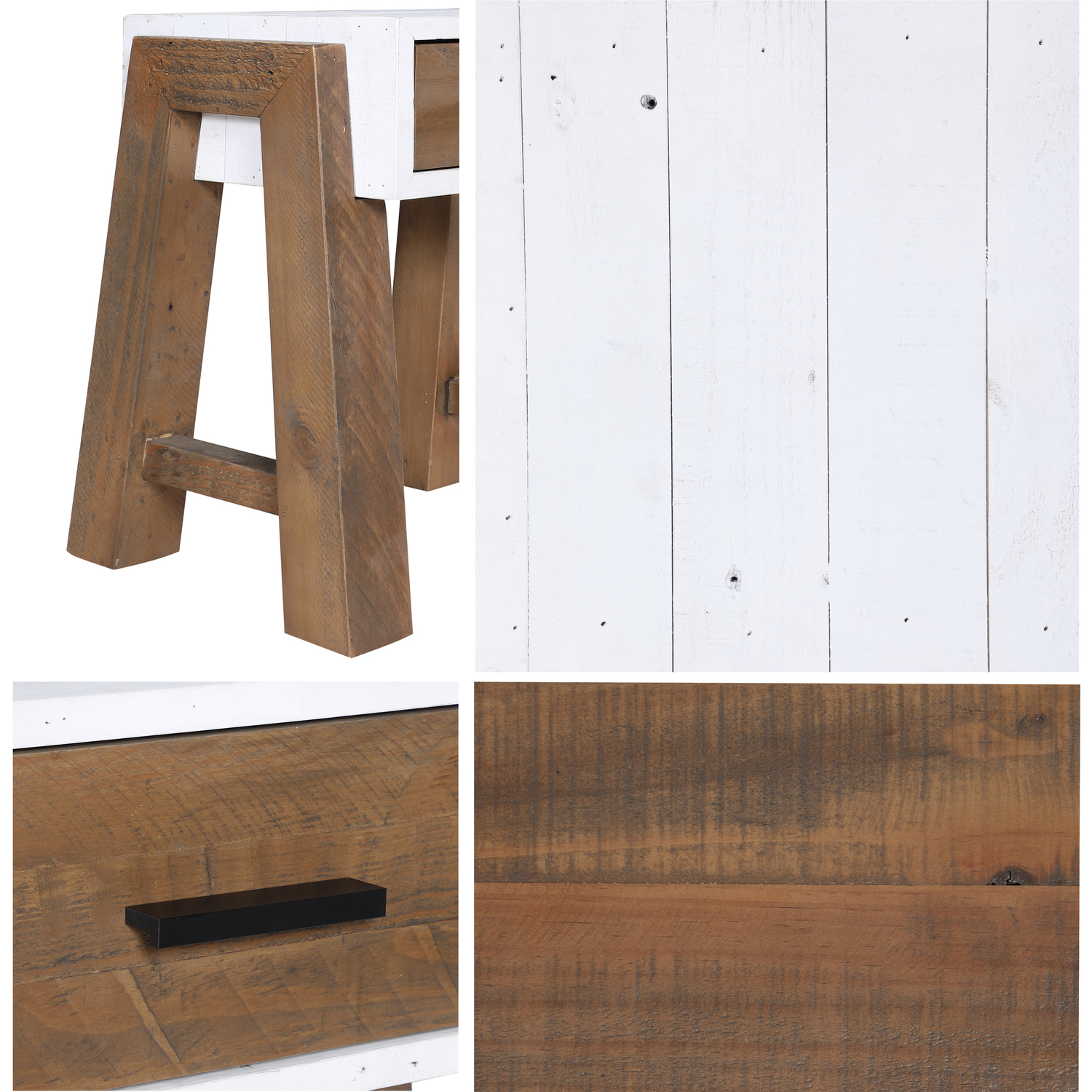 Trinity - Reclaimed Open Side Table With One Drawer