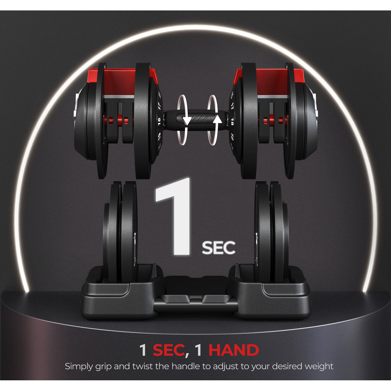 12-in-1 Adjustable Free Weight Dumbbells Set for Home Gym
