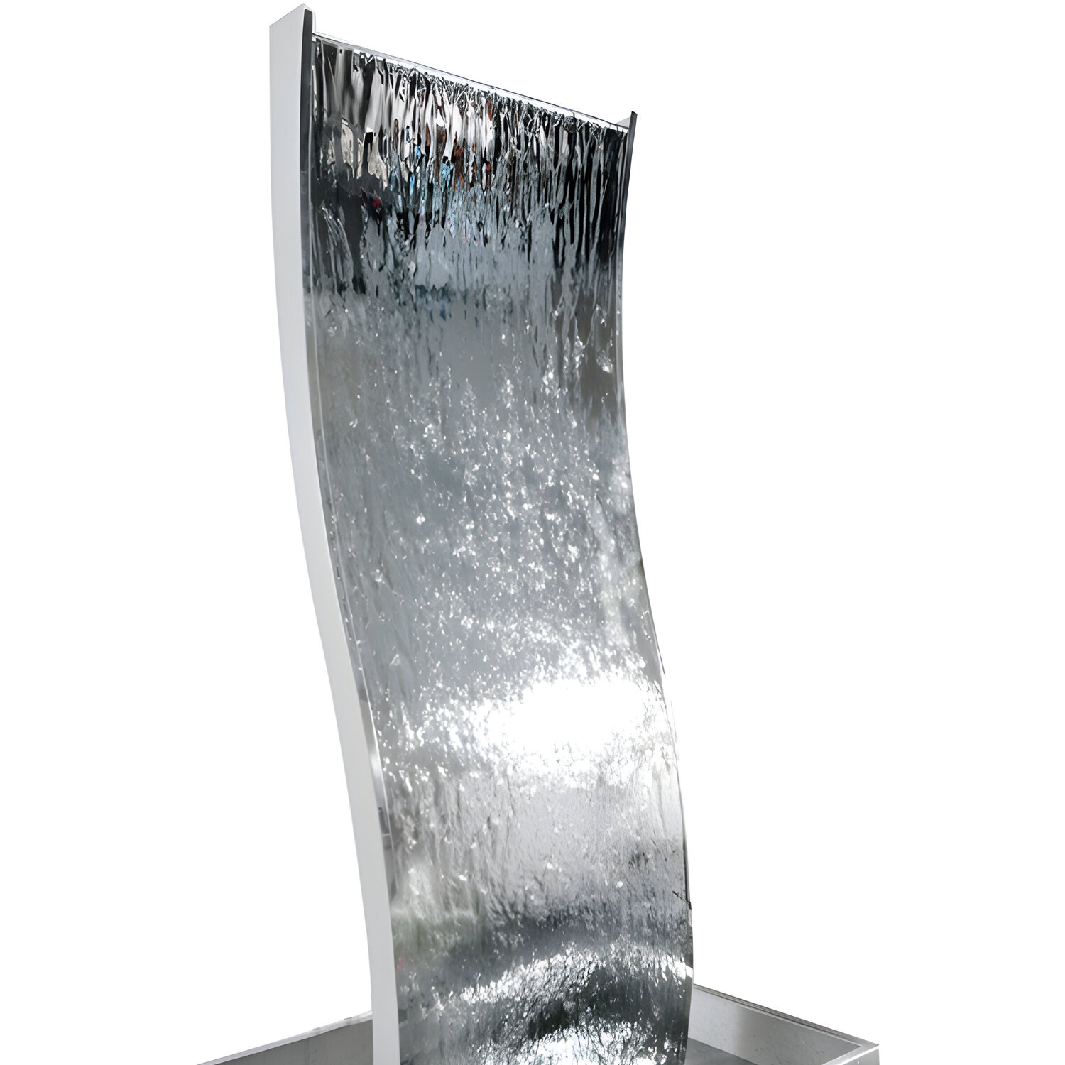 Primrose Stainless Steel Curved Water Wall with Stainless Steel Reservoir