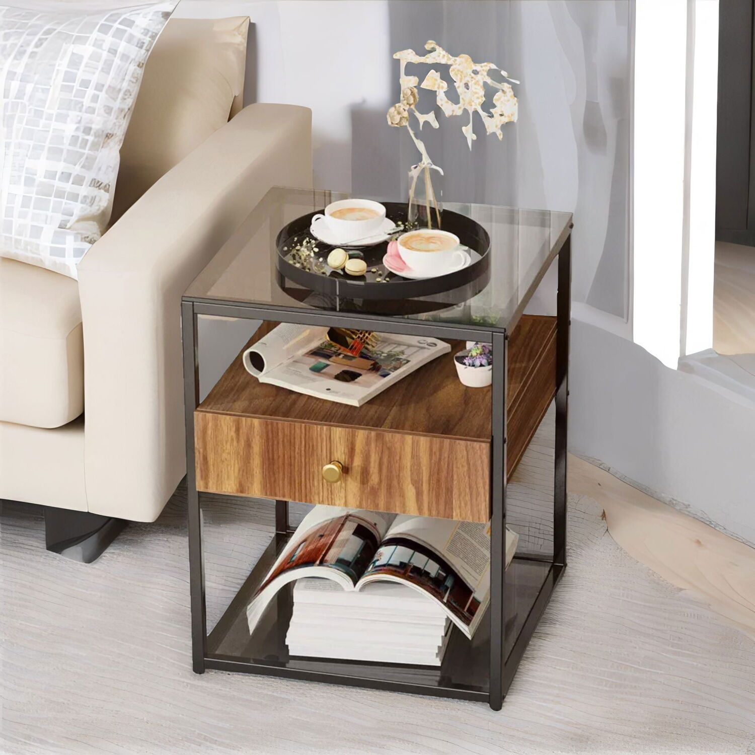 Industrial Console Table With Thick Table Top Rustic