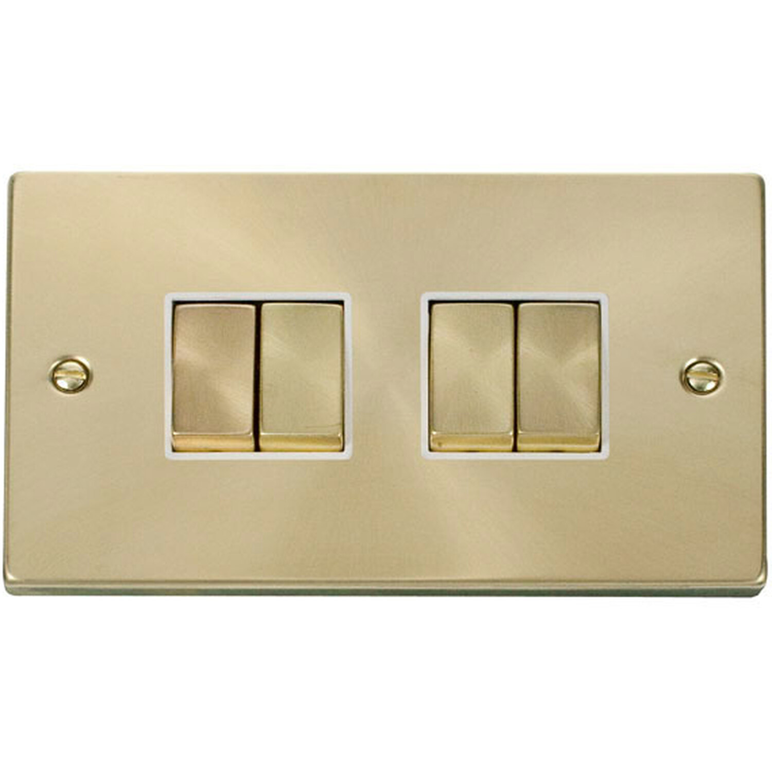 Satin Brushed Brass 10A 4 Gang 2 Way Ingot Light Switch
