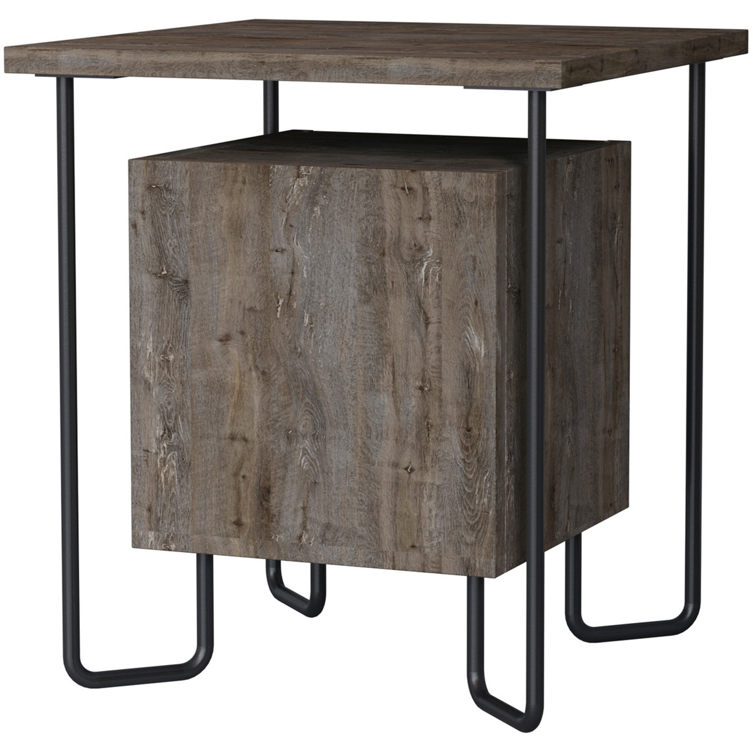 FWStyle 1 Door Modern Bedside Table Nightstand Cabinet Black Metal Frame