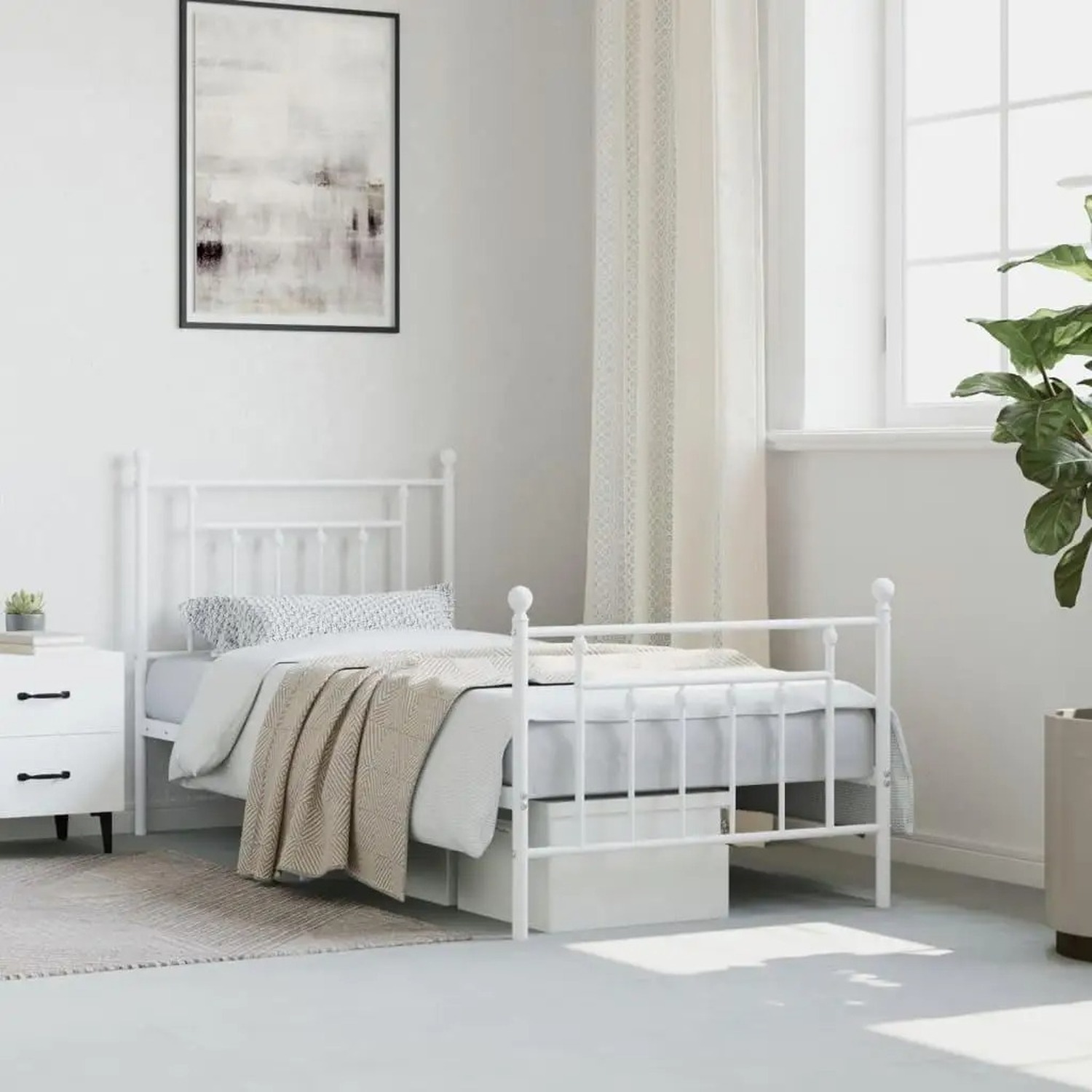 White Metal 3FT Single Bed Frame