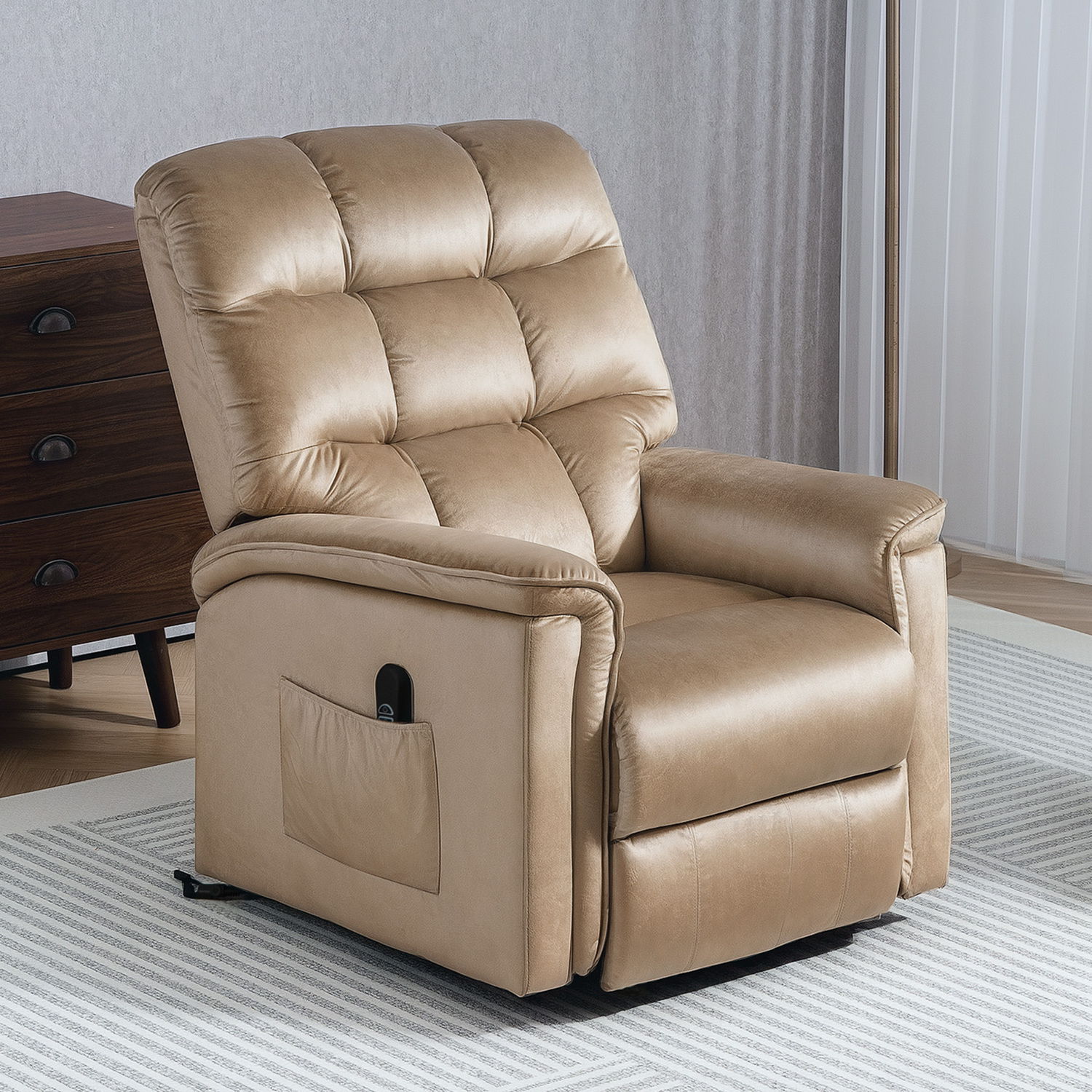 HOMCOM Power Lift Recliner Chair for Elderly with Side Pockets Velvet