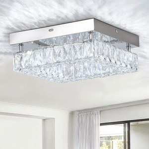 Square Stainless Steel Crystal Ceiling Light