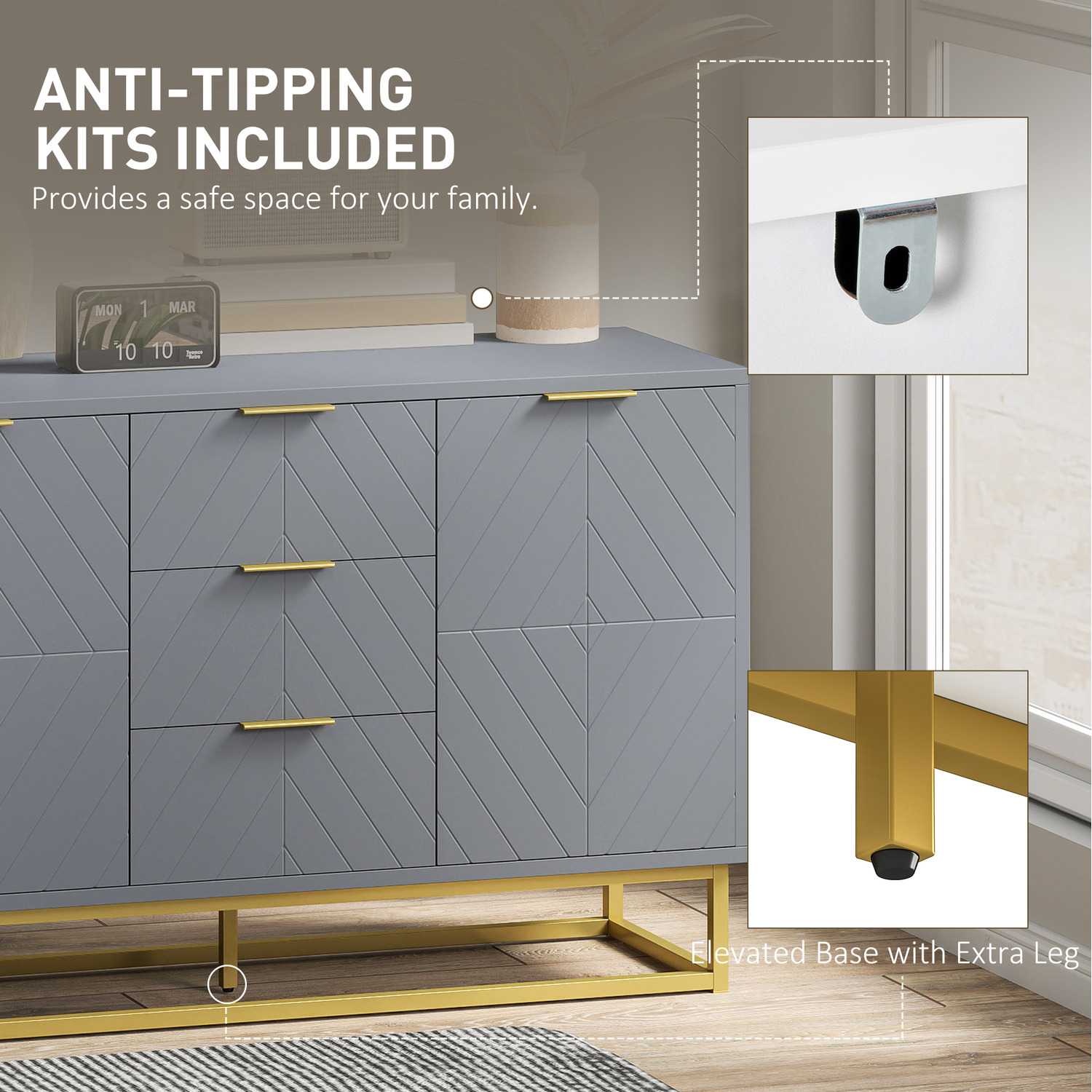 HOMCOM Modern Storage Cabinet with 3 Drawers