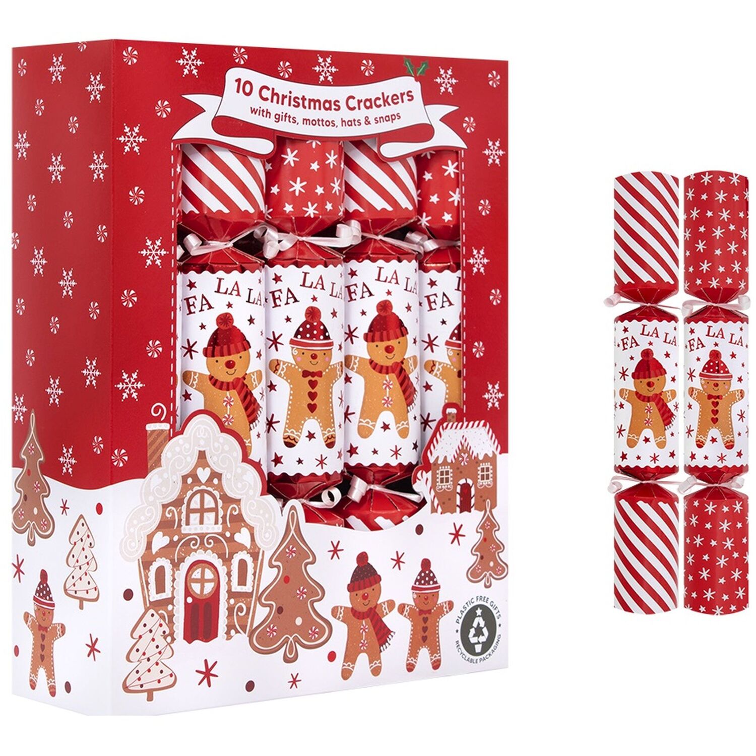 10 Cute Christmas Crackers Gingerbread Family Dinner 12 Inch Red White