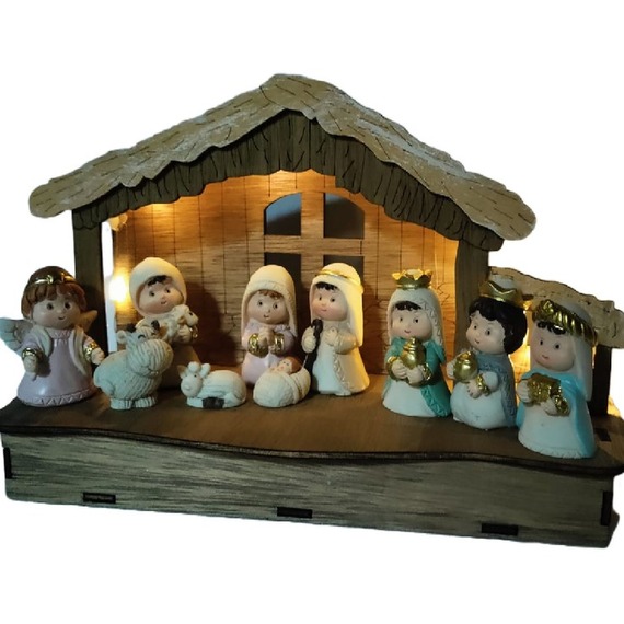 Childrens Christmas Nativity Scene Light Up Traditional Nativity 11 Piece