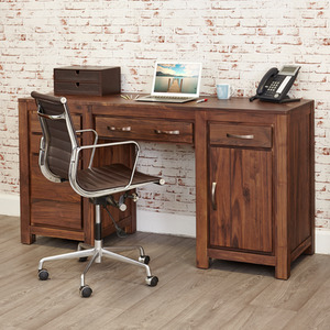 Mayan Walnut Twin Pedestal Computer Desk