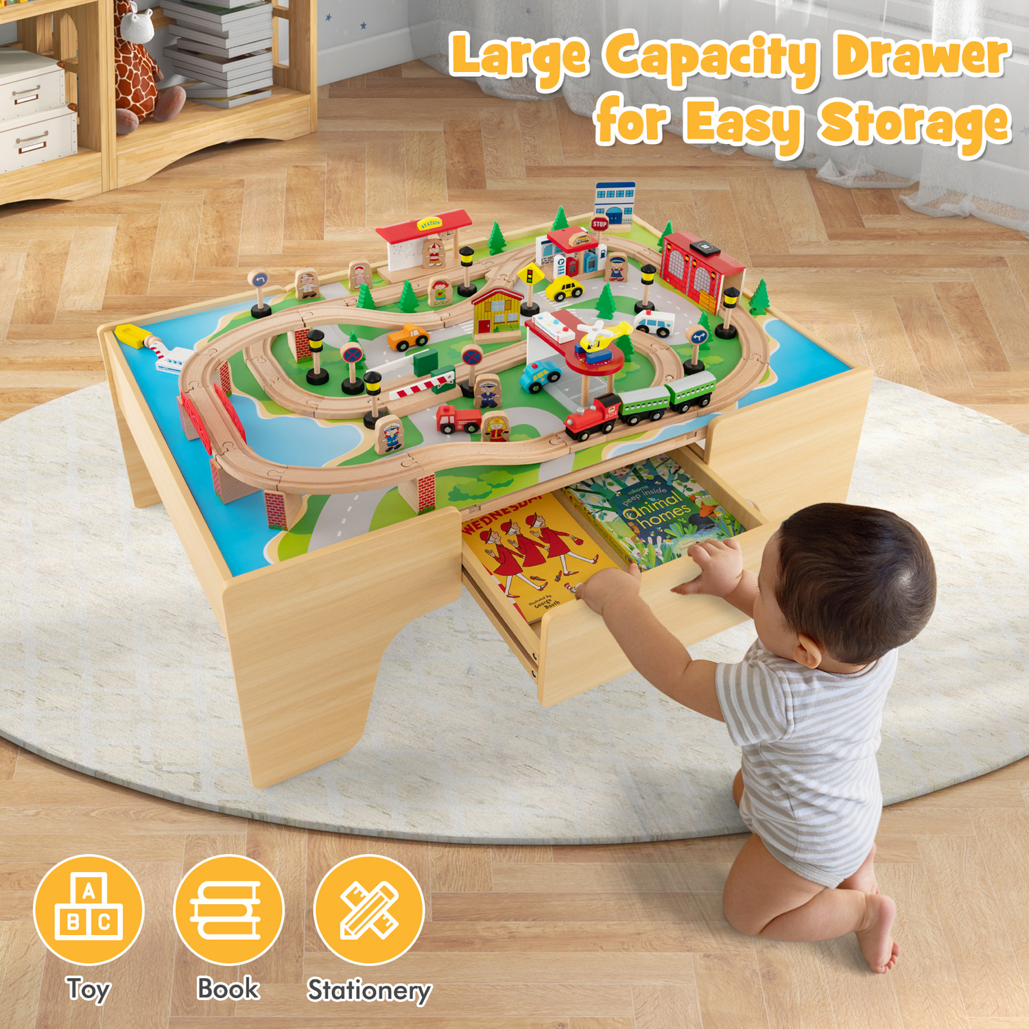 Kids Play Table Train Track Set