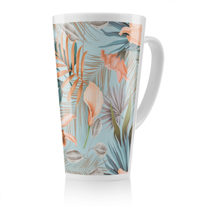 Pink Tropical Flowers Latte Mug