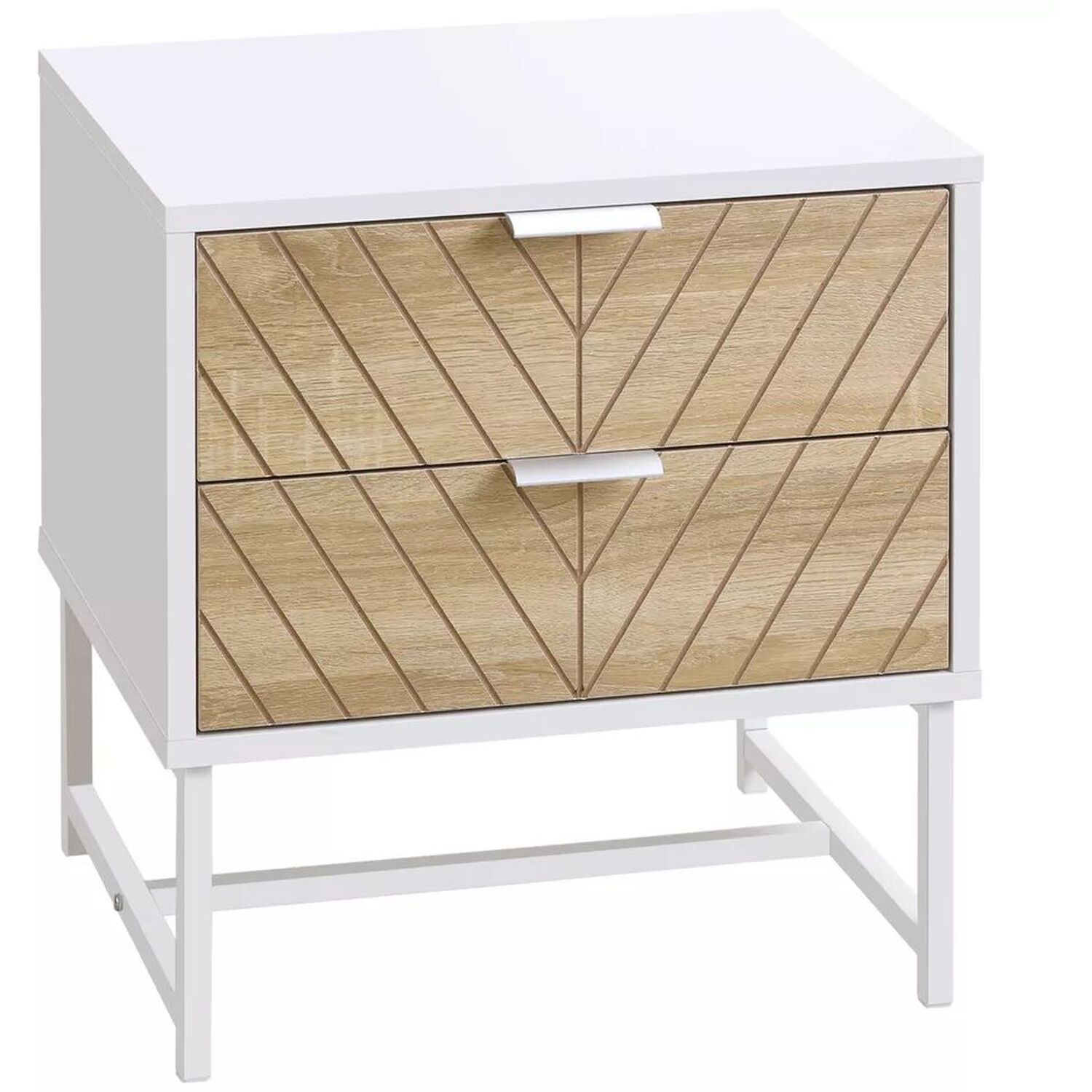 Chevron Bedside Table With Drawers